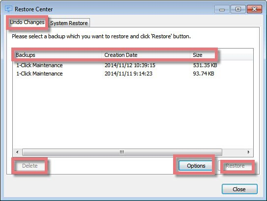 Restore Center – Glarysoft Knowledge Base